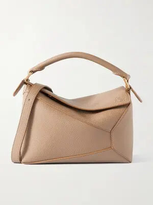 Loewe Puzzle Edge Small Textured-leather Shoulder Bag - Neutrals