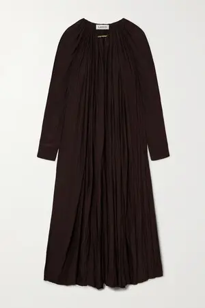 LANVIN Gathered Charmeuse Maxi Dress - Brown