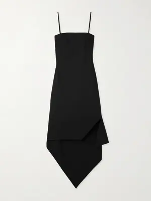 Helmut Lang Asymmetric Zip-detailed Wool Midi Dress