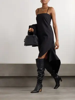 Helmut Lang Asymmetric Zip-detailed Wool Midi Dress