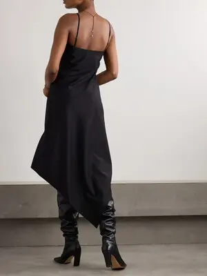 Helmut Lang Asymmetric Zip-detailed Wool Midi Dress