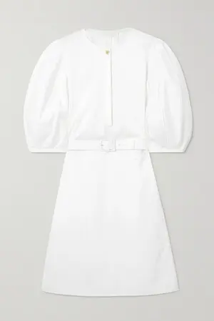 Chloé Belted Organic Cotton-poplin Mini Dress - White