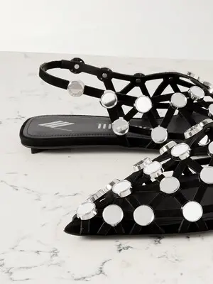 Attico Grid Studded Suede Slingback Flats