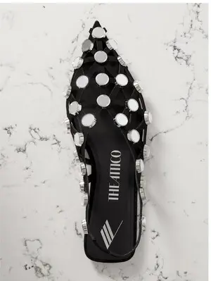 Attico Grid Studded Suede Slingback Flats