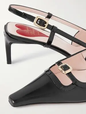 ROGER VIVIER Nagoya 55 Embellished Leather Slingback Pumps - Black