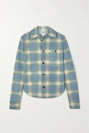 Bottega Veneta Cropped Checked Leather Shirt