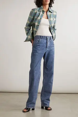 Bottega Veneta Cropped Checked Leather Shirt