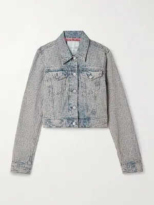 Acne Studios Cropped Denim Jacquard Jacket - Blue