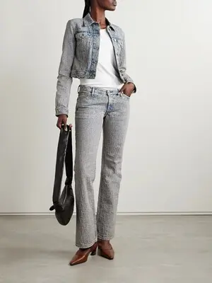 Acne Studios Cropped Denim Jacquard Jacket - Blue