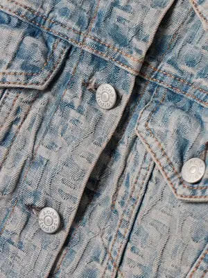 Acne Studios Cropped Denim Jacquard Jacket - Blue