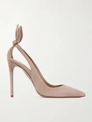 AQUAZZURA Bow Tie 105 Suede Pumps - Pink