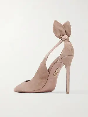 AQUAZZURA Bow Tie 105 Suede Pumps - Pink