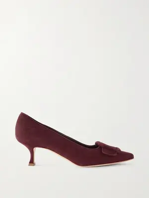 Manolo Blahnik Maysale Buckled Suede Pumps