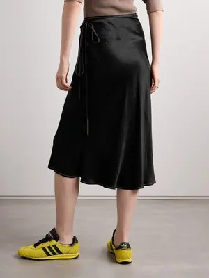 Acne Studios Wrap-effect Crinkled-satin Midi Skirt