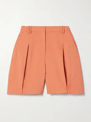 Another Tomorrow Pleated Crepe Shorts
