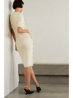 Altuzarra Topaz Ribbed-knit Midi Dress With Buttons