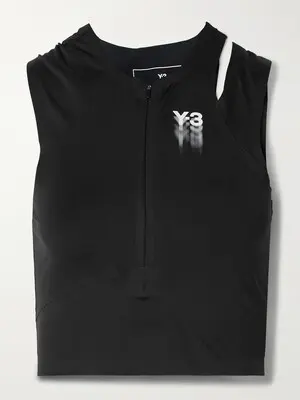 ADIDAS ORIGINALS Y-3 Cropped Printed Tank Top - Black