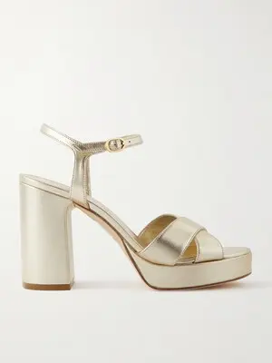STUART WEITZMAN Dayna Metallic Leather Platform Sandals