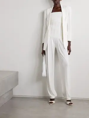 Norma Kamali Pleated Stretch-jersey Wide-leg Pants