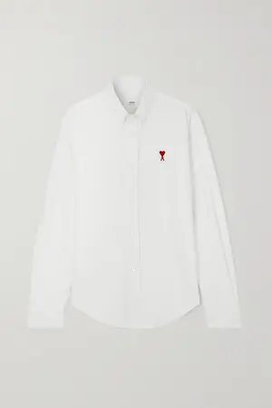 AMI Paris Adc Embroidered Cotton Oxford Shirt