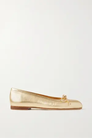 Manolo Blahnik Veralli Metallic Leather Ballet Flats - Gold