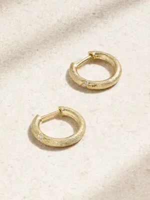 Yvonne Léon 9-karat Diamond Hoop Earrings - Gold