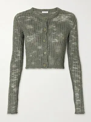 Acne Studios Ribbed Cropped Linen-blend Cardigan
