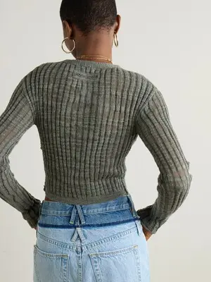 Acne Studios Ribbed Cropped Linen-blend Cardigan