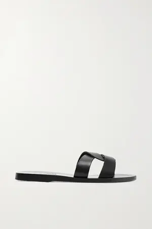 ANCIENT GREEK SANDALS Desmos Leather Slides - Black