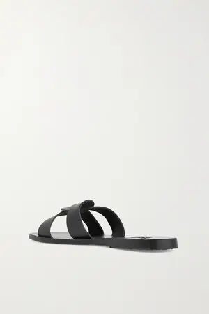 ANCIENT GREEK SANDALS Desmos Cutout Leather Slides - Black