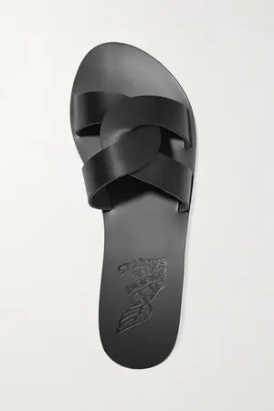 ANCIENT GREEK SANDALS Desmos Cutout Leather Slides - Black