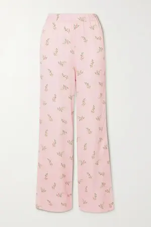 Sleeper Blossom Floral-print Satin Pants - Pink