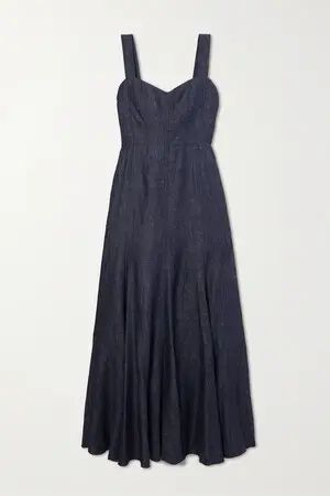 Gabriela Hearst Gail Linen-chambray Maxi Dress - Blue