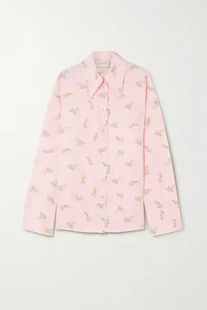 Sleeper Blossom Floral-print Satin Shirt - Pink