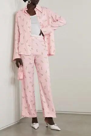 Sleeper Blossom Floral-print Satin Shirt