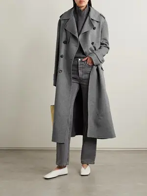 Stella McCartney Net Sustain Belted Wool-felt Trench Coat