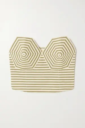 Mara Hoffman Net Sustain Striped Tencel™ Lyocell-blend Twill Bustier Top - Green