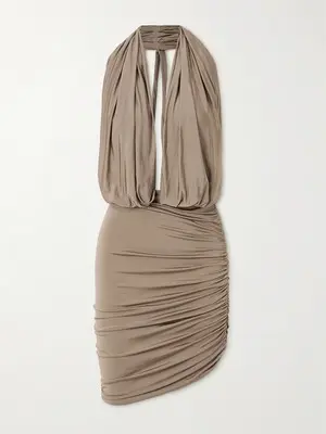 Magda Butrym Ruffled Satin-jersey Midi Dress - Neutrals