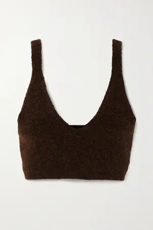 Nanushka Zosia Bouclé-knit Merino Wool-blend Top - Brown