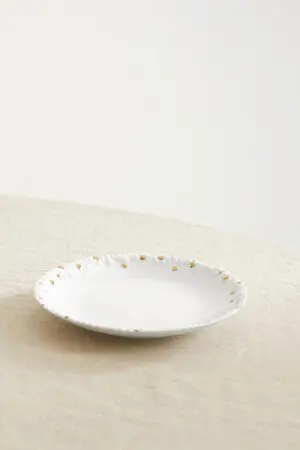 L'Objet Haas Brothers Mojave 17cm Gold-plated Porcelain Plate - White