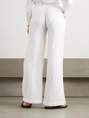 JAMES PERSE Pleated Wide-leg Linen Pants - White