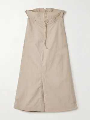 ADIDAS ORIGINALS Y-3 Crinkled-shell Midi Skirt - Brown