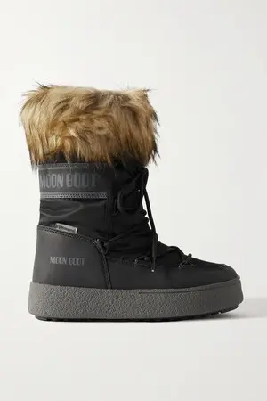 Moon Boot Ltrack Monaco Faux Fur-trimmed Snow Boots - Black