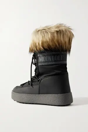Moon Boot Ltrack Monaco Faux Fur-trimmed Snow Boots - Black