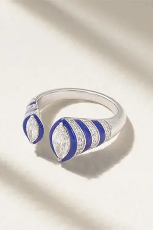 KAMYEN 18-karat White Enamel And Diamond Ring - Gold