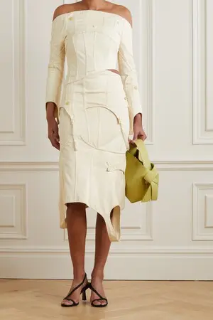 Acne Studios Off-the-shoulder Cutout Cotton-twill Midi Dress