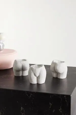Anissa Kermiche Rock Bottom Set Of Three Speckled Ceramic Tea Light Holders