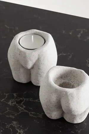 Anissa Kermiche Rock Bottom Set Of Three Speckled Ceramic Tea Light Holders