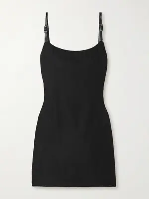 Acne Studios Buckled Leather-trimmed Mini Dress - Black