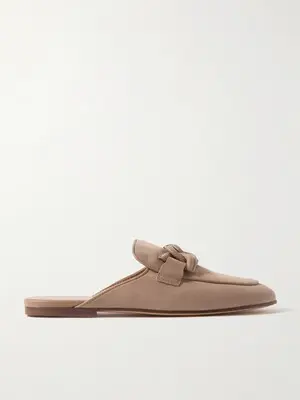 TOD'S Embellished Leather Slippers